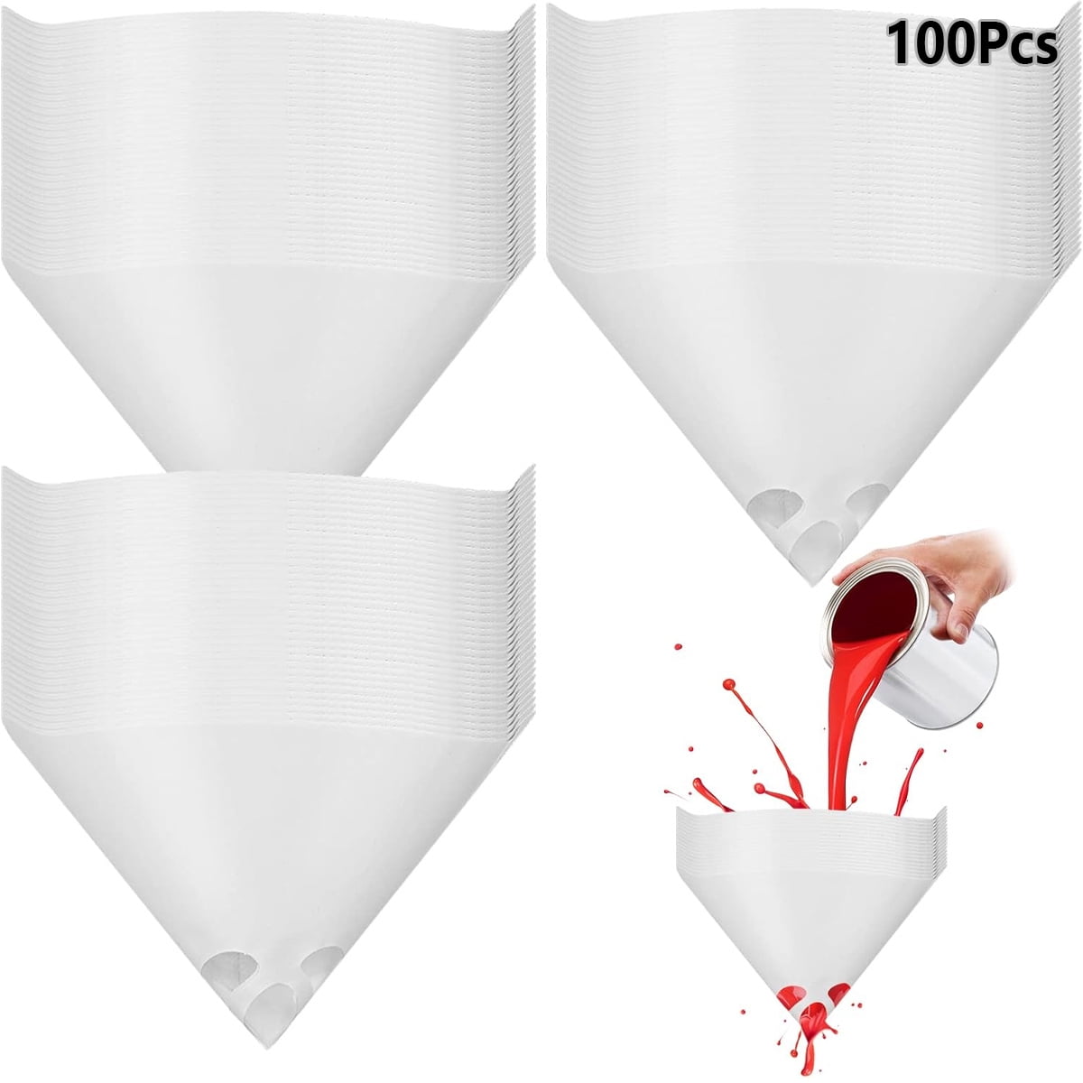 Tutuviw 100 Pcs 100 Micron Cone Paint Strainers, Cone Filters with Fine ...