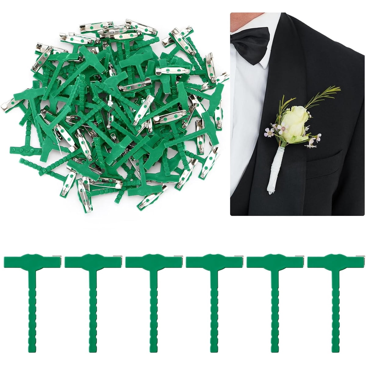 Tutuviw 100 Pcs T Plastic Brooch,Boutonniere Safety Pins,T-Shaped ...