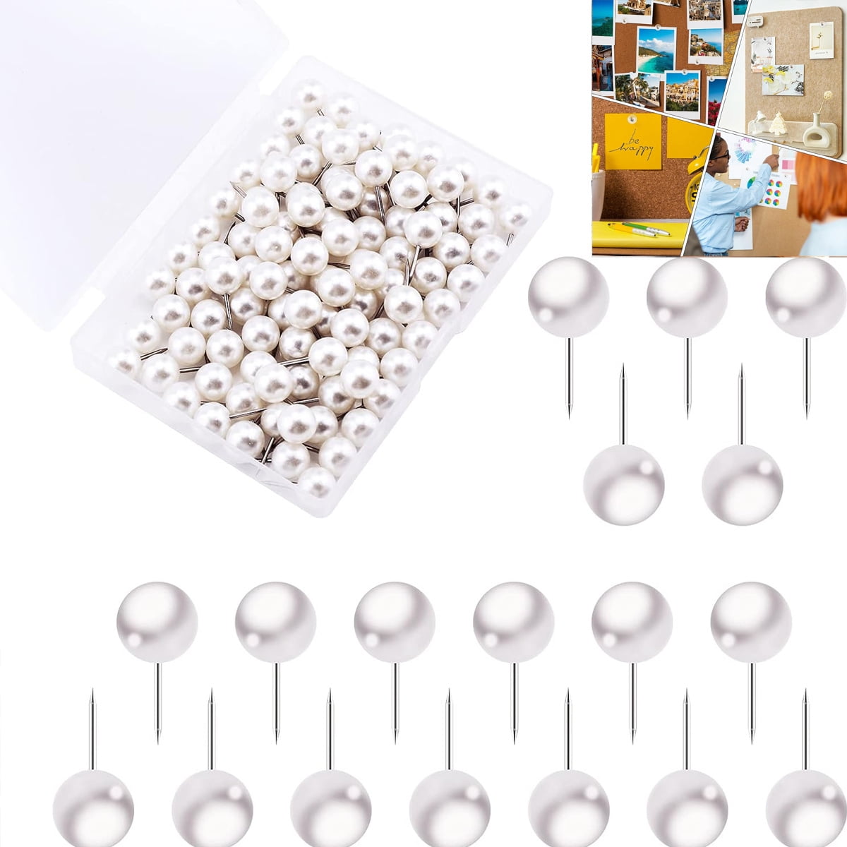 Tutuviw 100 Pcs Round Head Pins, 0.4" Diameter Plastic Pushpins with ...