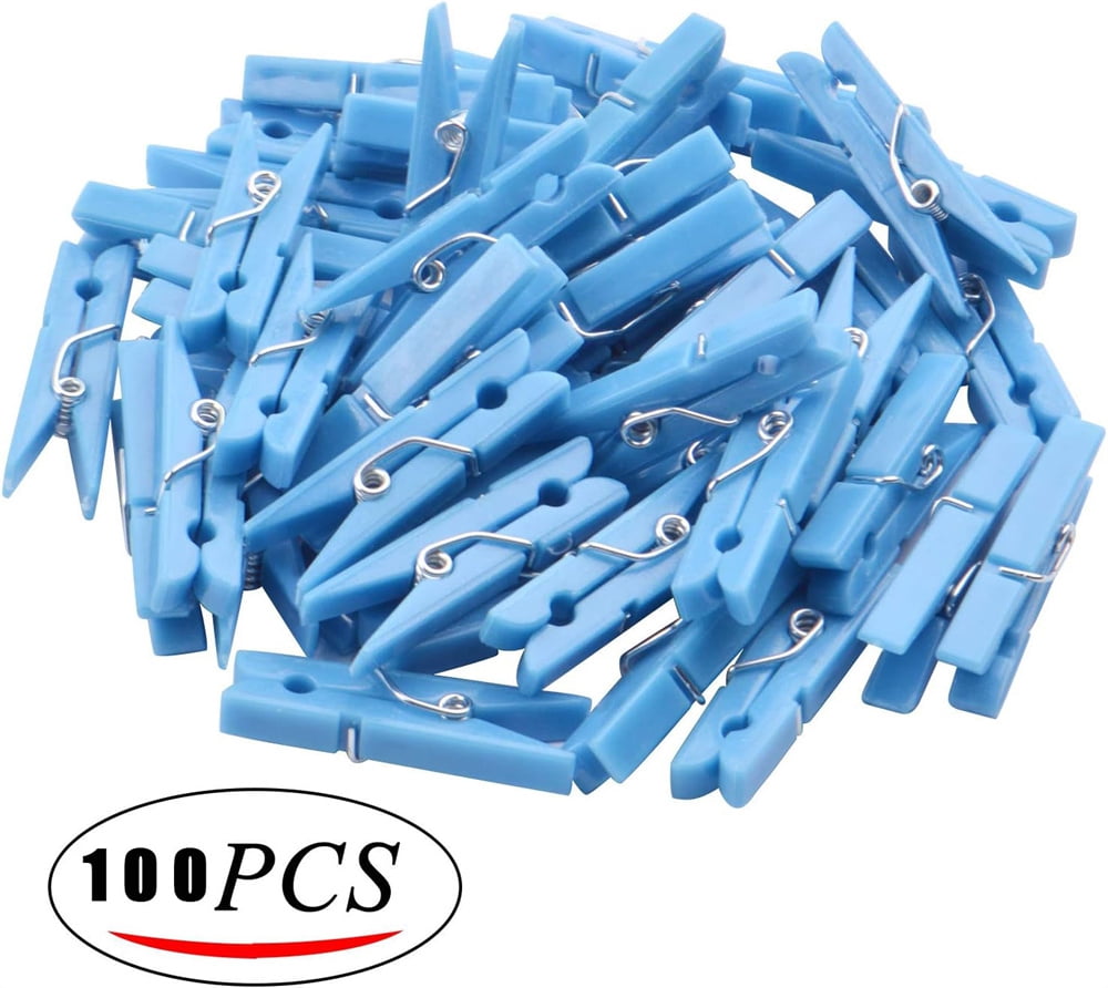 Tutuviw 100 pack 1.25” Inch Clothes Pins Blue Plastic Baby Shower ...
