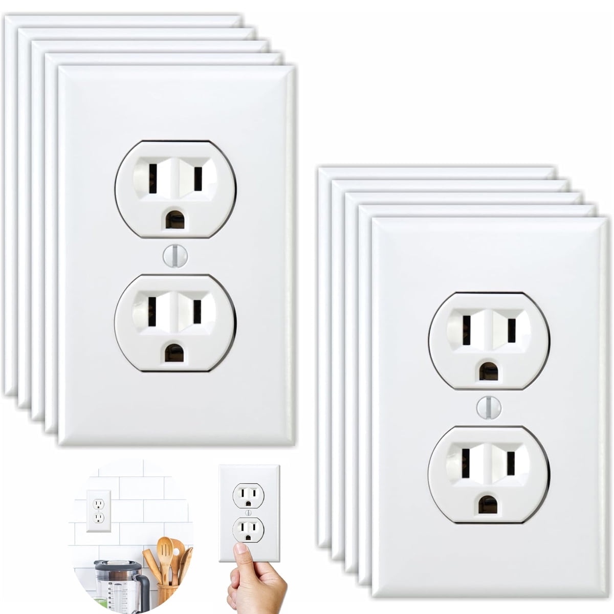 Tutuviw 10Pcs Fake Electrical Outlet Stickers,2.8x4.5in White Plastic ...