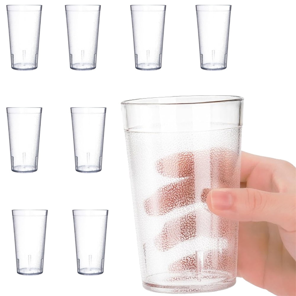 Tutuviw 12 Oz Clear Plastic Stackable Drinking Cup Set 8 Shatter ...