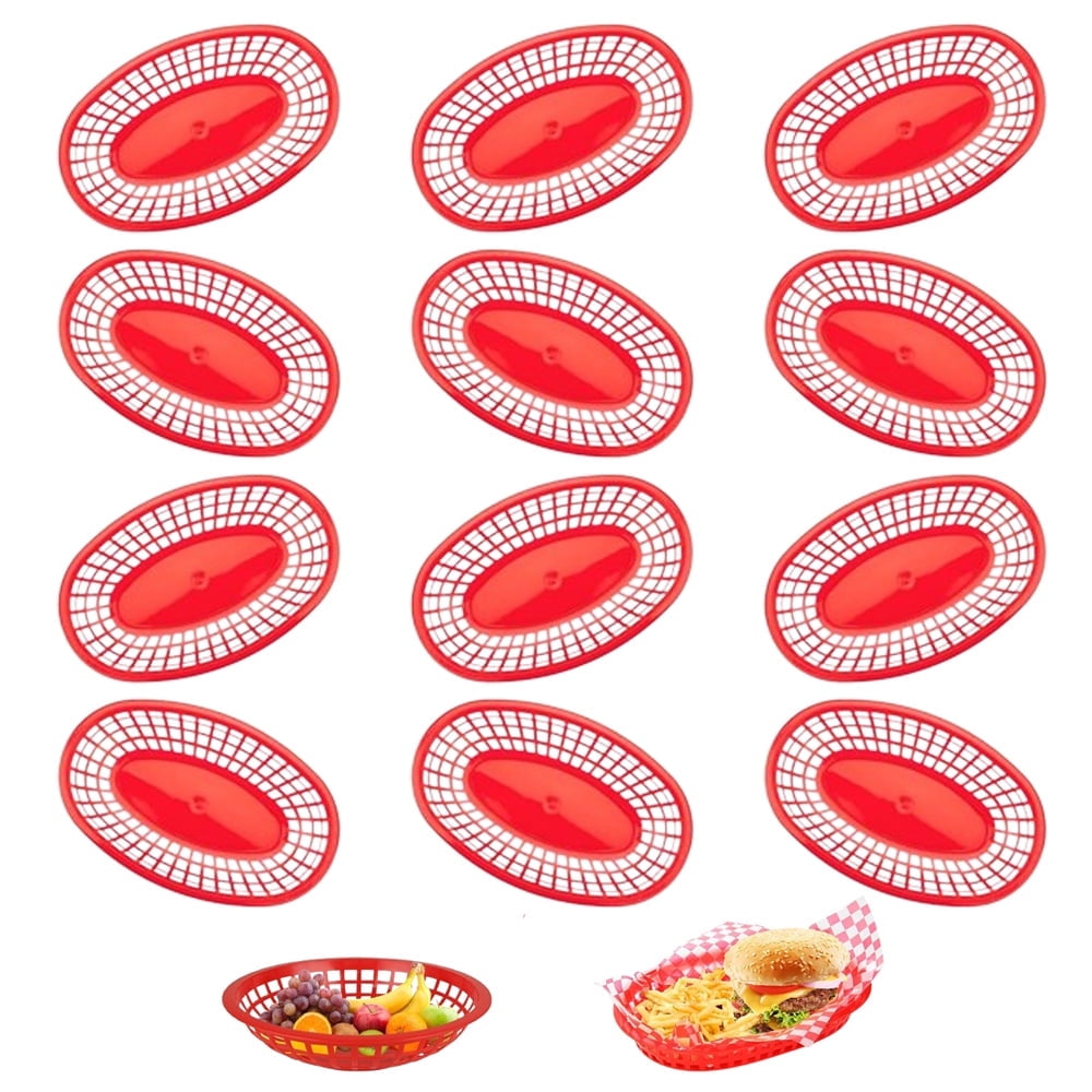 Tutuviw 12 Pack Red Fast Food Baskets, Plastic Serving Baskets ...