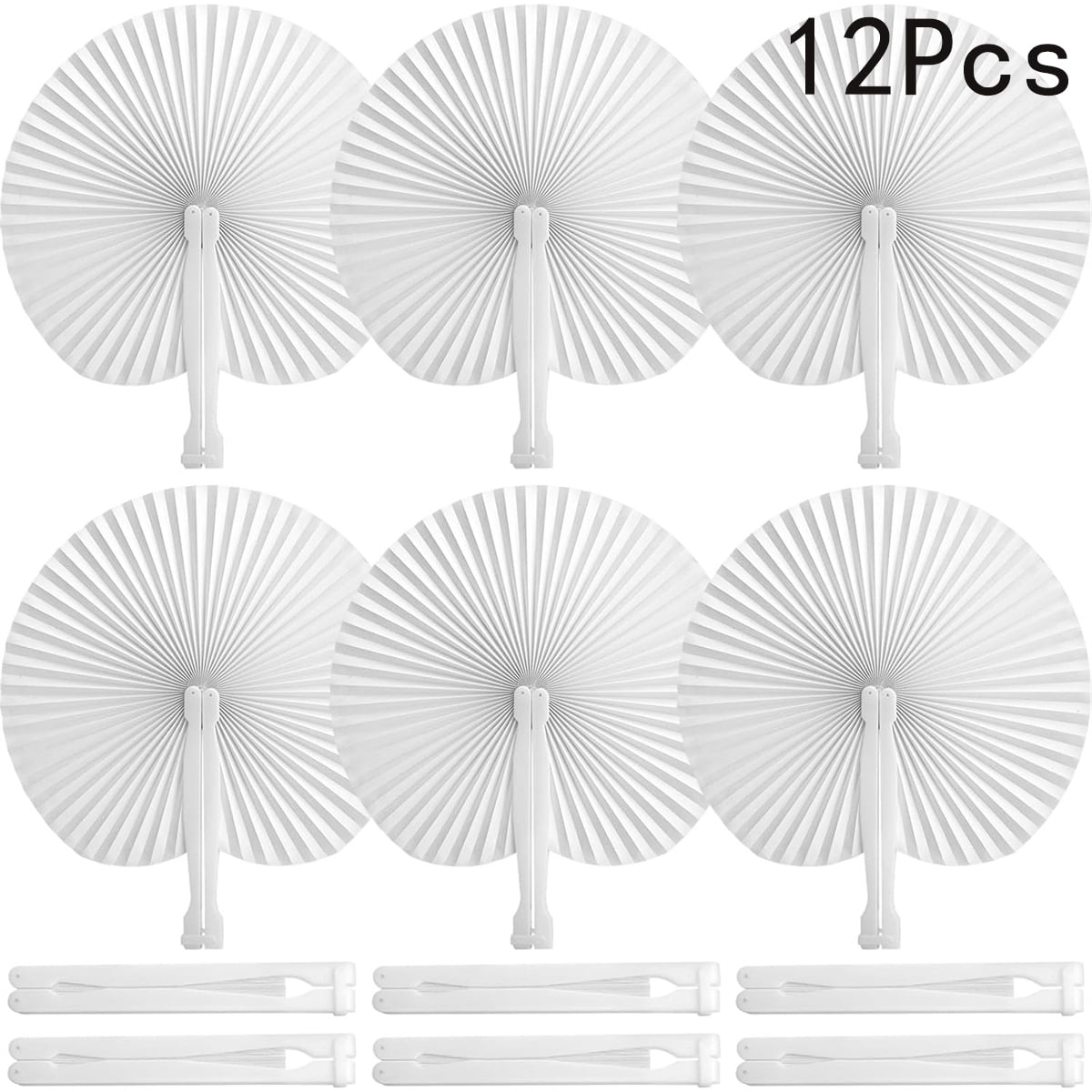 Tutuviw 12 Packs Folding Fans Round Paper Fans,Paper Folding Hand Fans ...