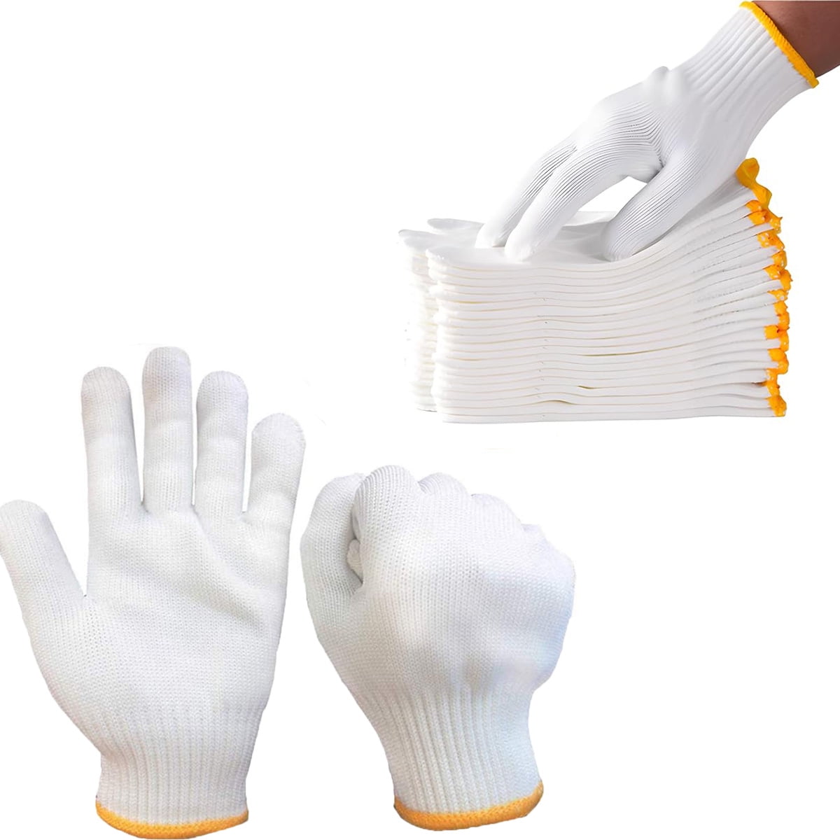 Tutuviw 12 Pairs Hand Working Gloves,Cotton Liners Safety Work Gloves ...