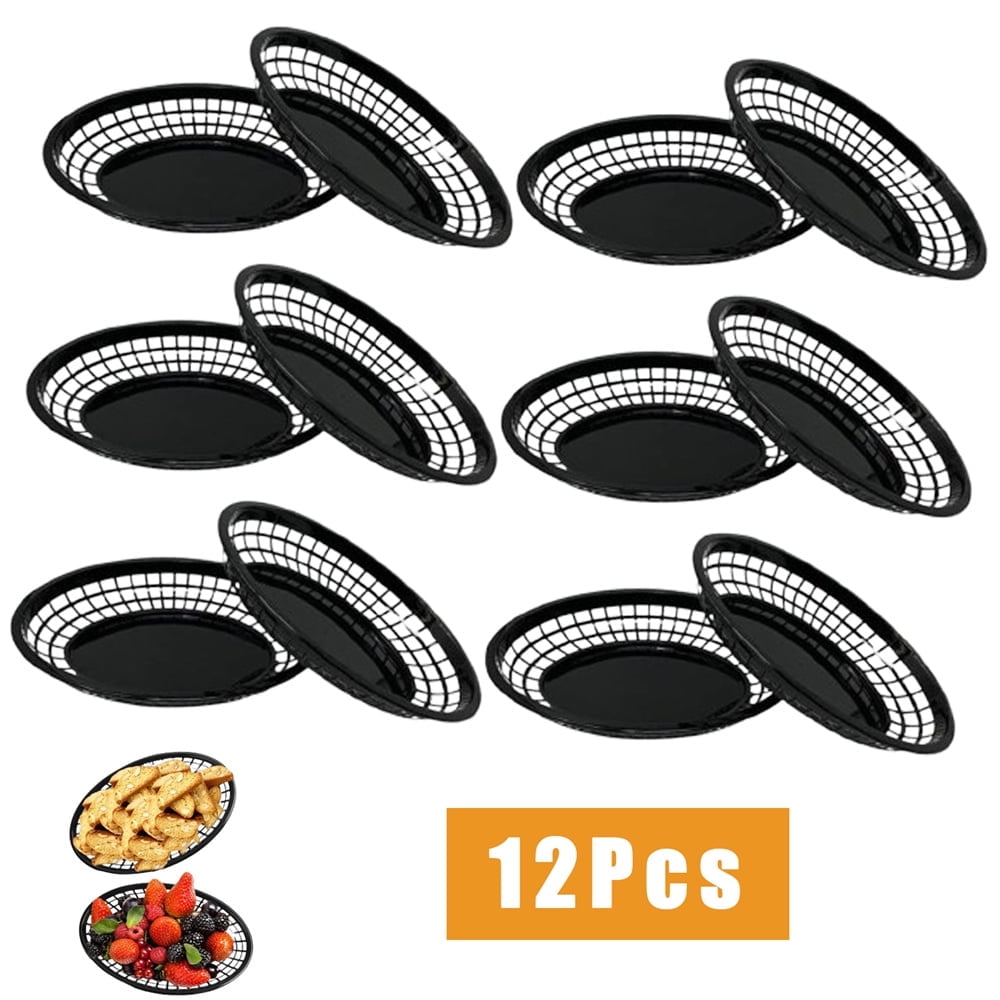 Tutuviw 12 Pcs Fast Food Baskets Plastic Deli Baskets, Elliptical ...