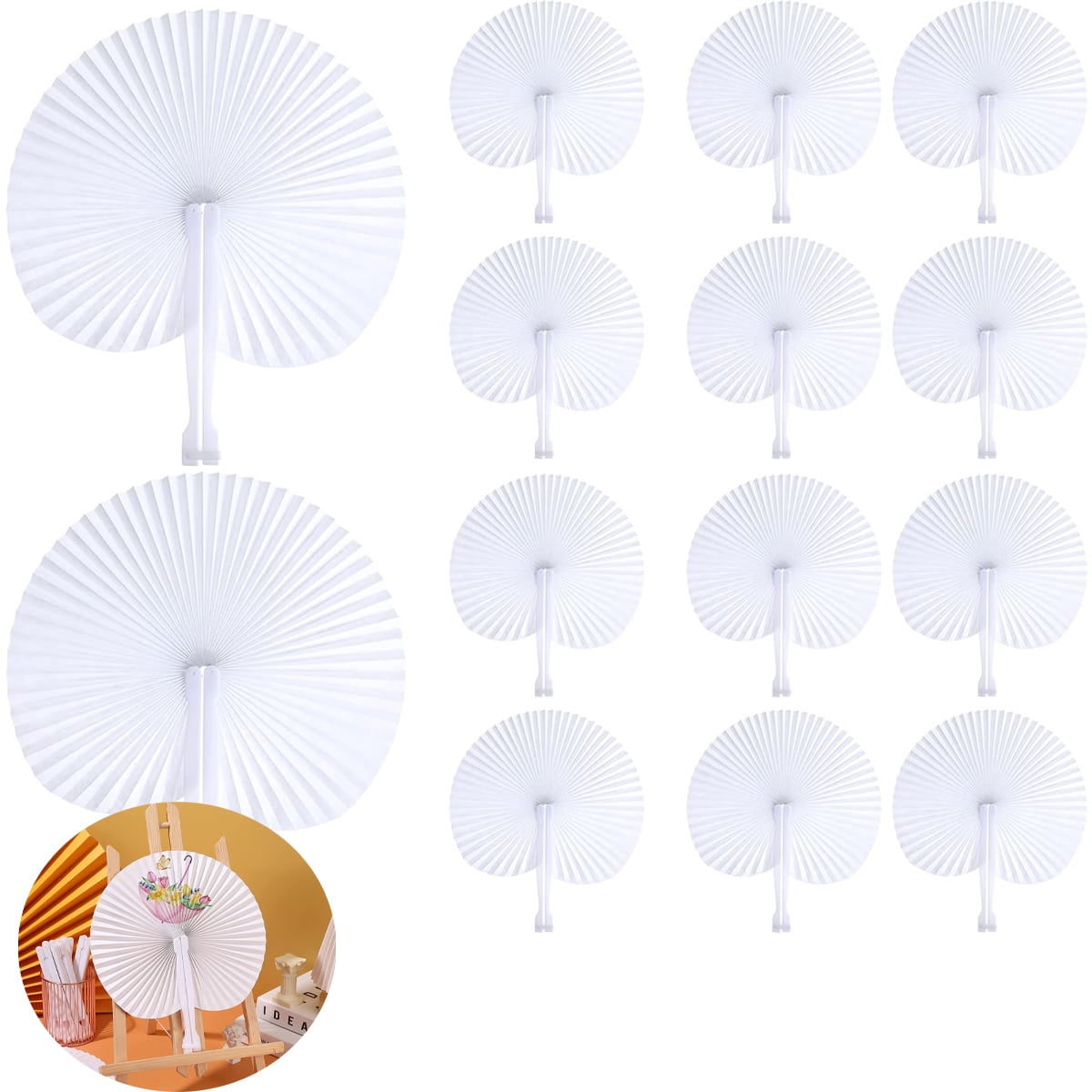 Tutuviw 12 Pcs Round Paper Fans,Wedding Foldable Paper Fans,Folding ...