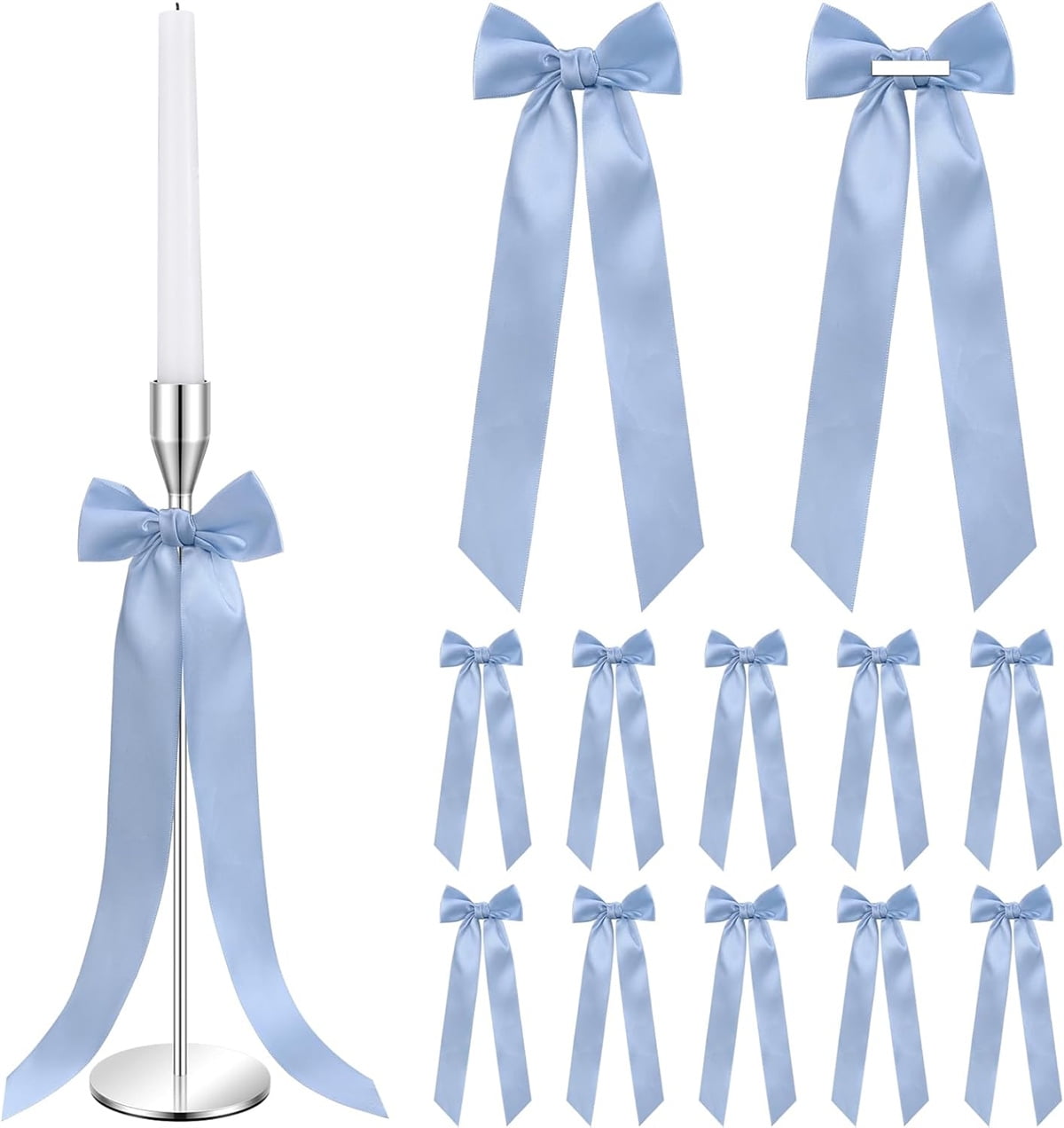 Tutuviw 12Pcs Candlestick Bows Decorations,13 in Self Adhesive ...