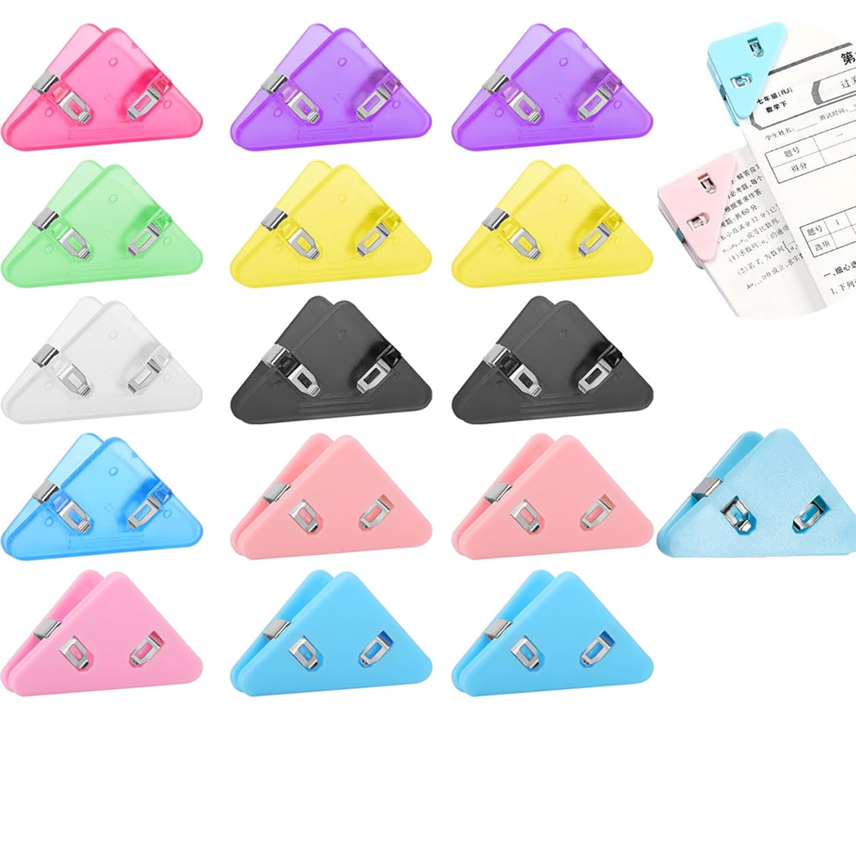 Tutuviw 16Pcs Corner Paper Clips for Prevent Books Curling,Triangle ...
