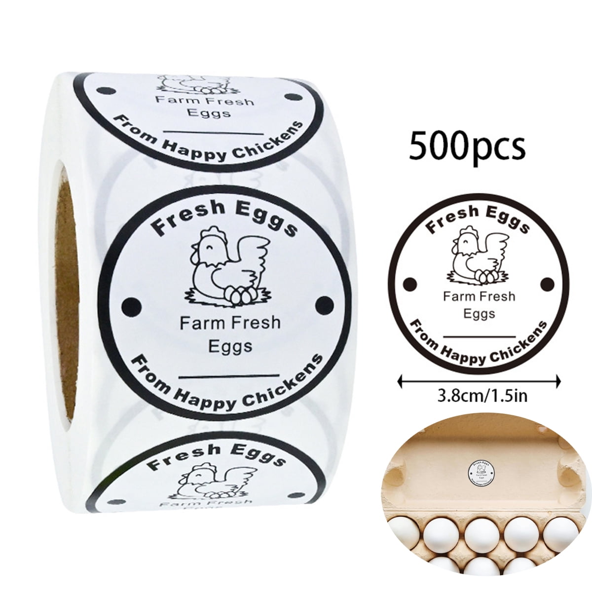 Tutuviw 1Roll Farm Fresh Chicken Eggs Stickers,Chicken Eggs Carton ...