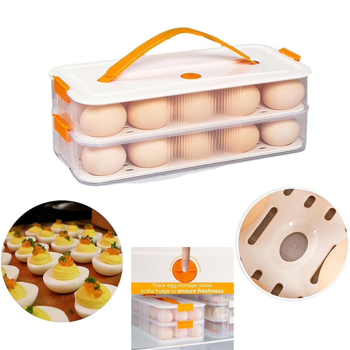 Tutuviw 2-Layer Deviled Egg Container With Lid,36 Slots Egg Tray ...