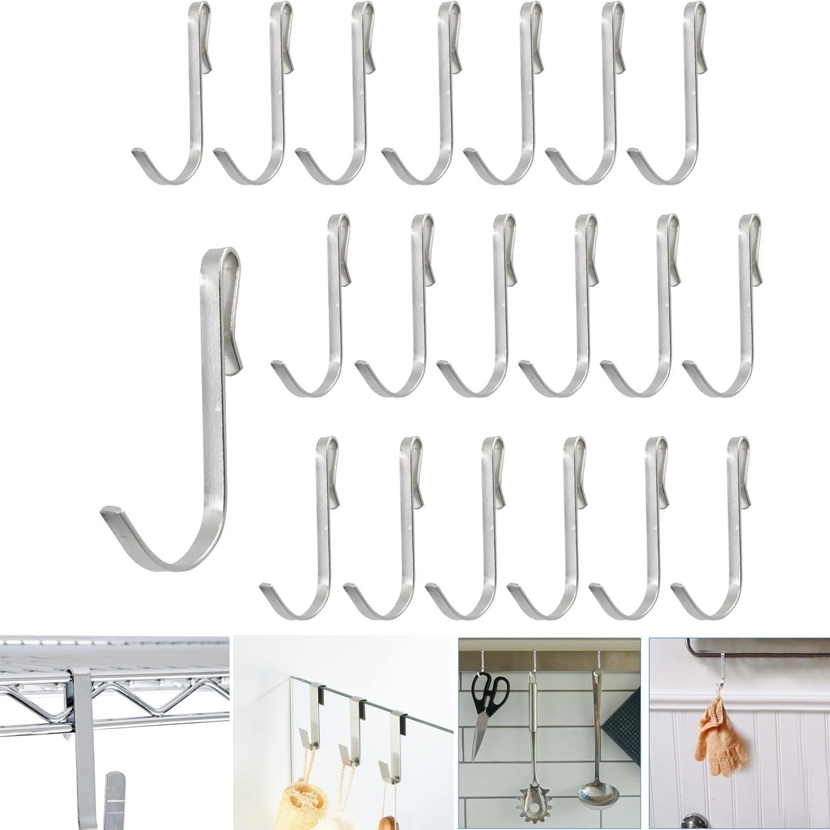 Tutuviw 20 Pcs 2.4in Long J-Hook for Wire Shelving, Wire Rack Hook ...