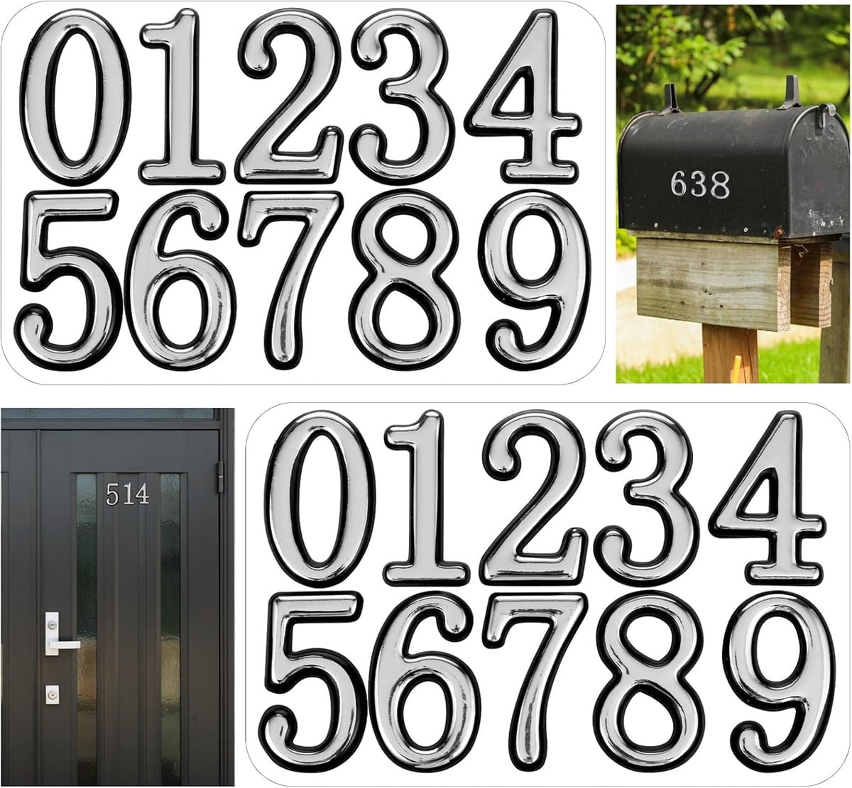 Tutuviw 20 Pcs 3D Mail Box Numbers for Outside 2 Inch 0-9 Mailbox ...