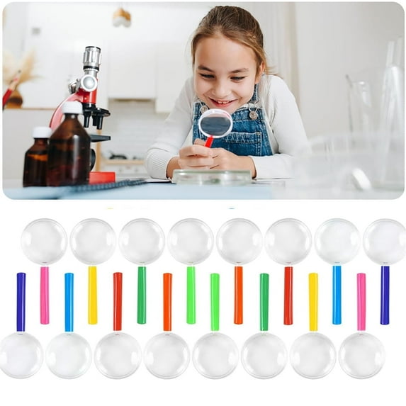 Tutuviw 20 Pcs Mini Plastic Magnifying Glass for Kids,4 Inch Bulk ...