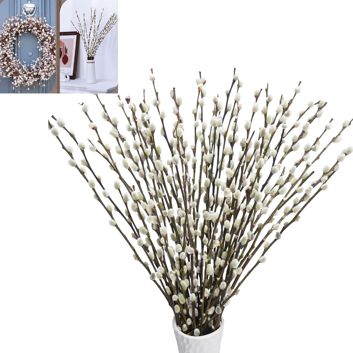 Tutuviw 20 Stems Real Dried PussyWillow Branches for Vase,12in Natural ...