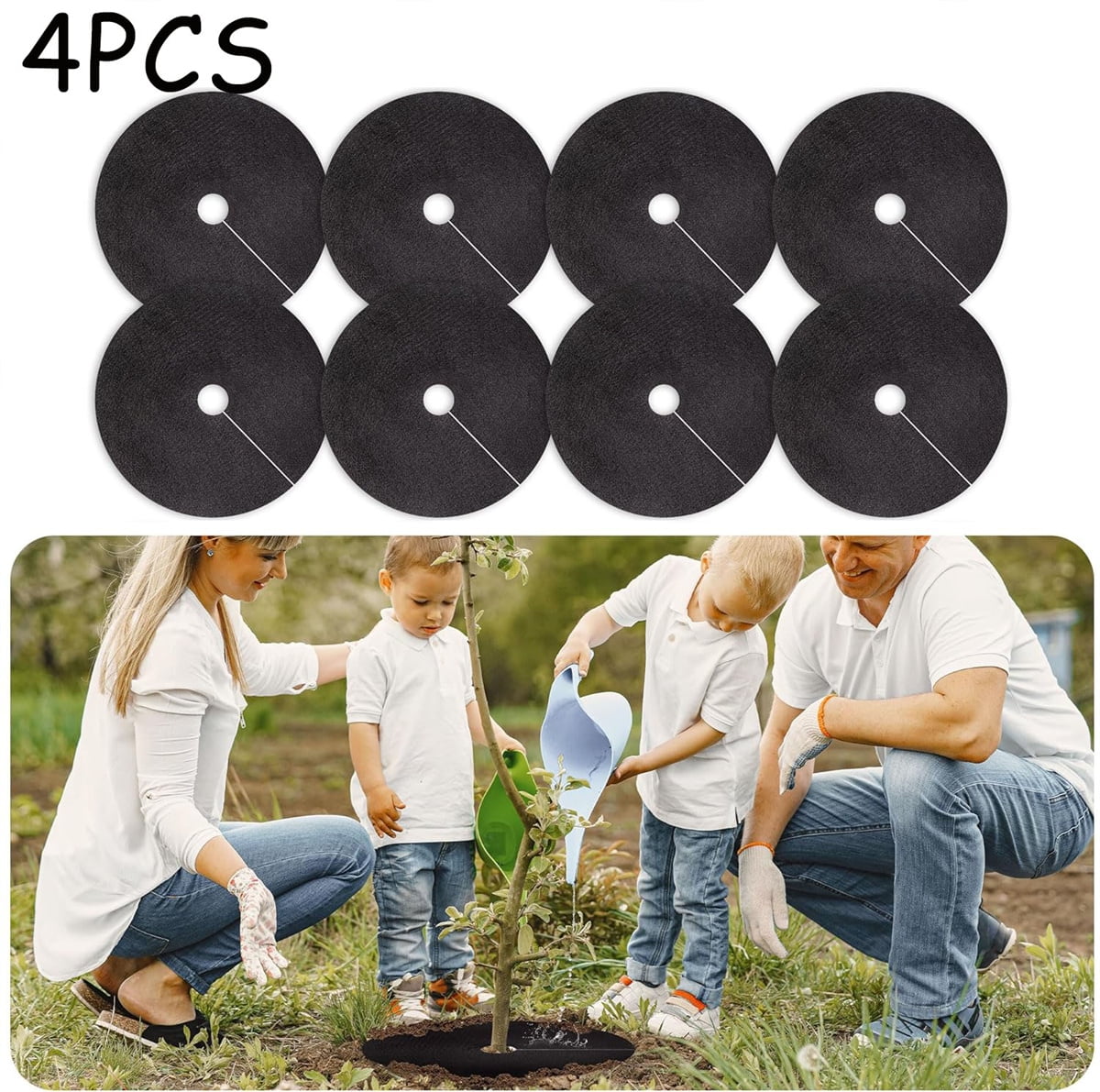 Tutuviw 24 inch Non-Woven Tree Mulch Ring, (4 Pack) Weed Barrier Mat ...