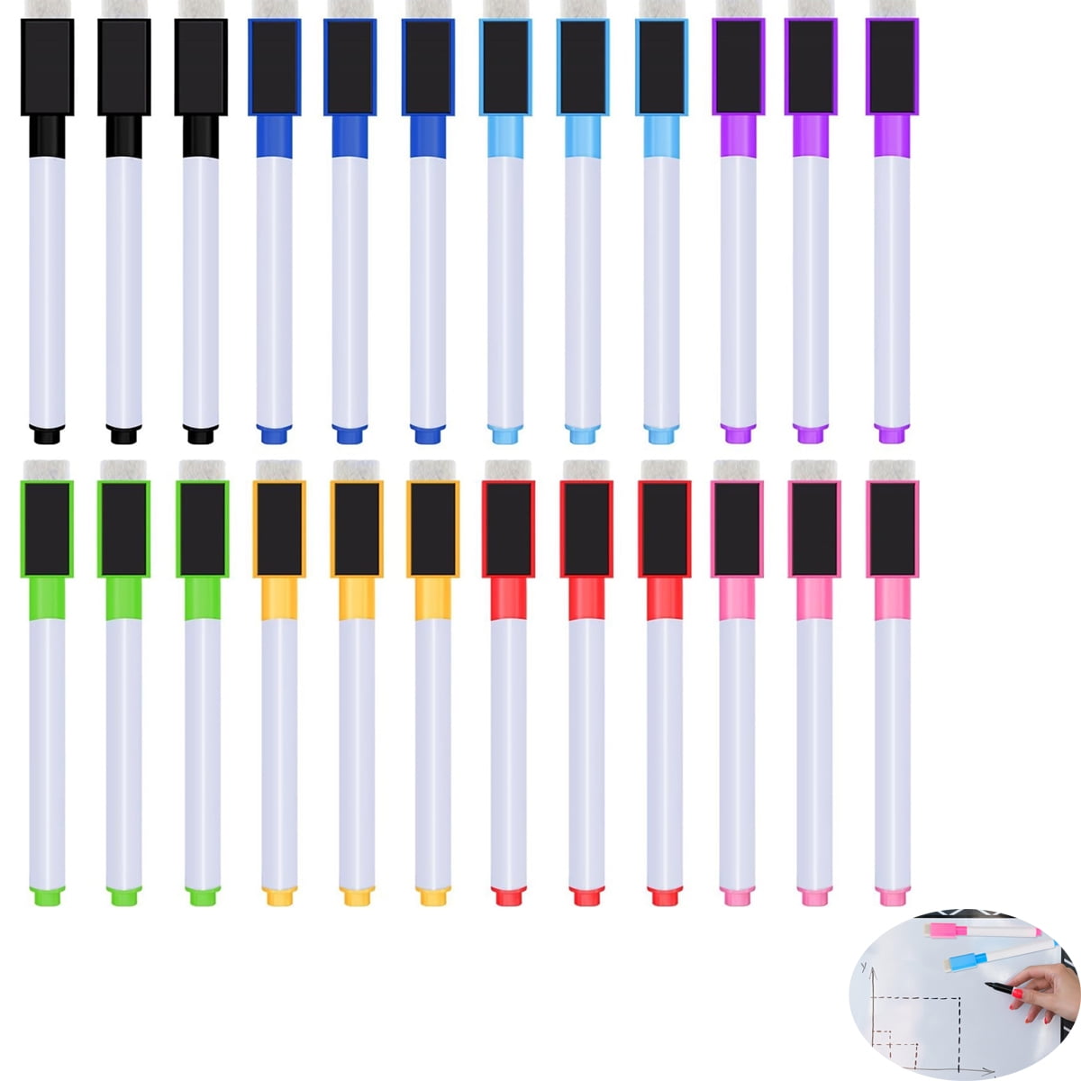 Tutuviw 24Pcs Colorful Magnetic Dry Erase Markers with Eraser Cap ...