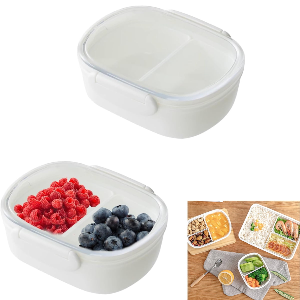 Tutuviw 2Pcs Double Compartment Snack Containers,Small Reusable ...