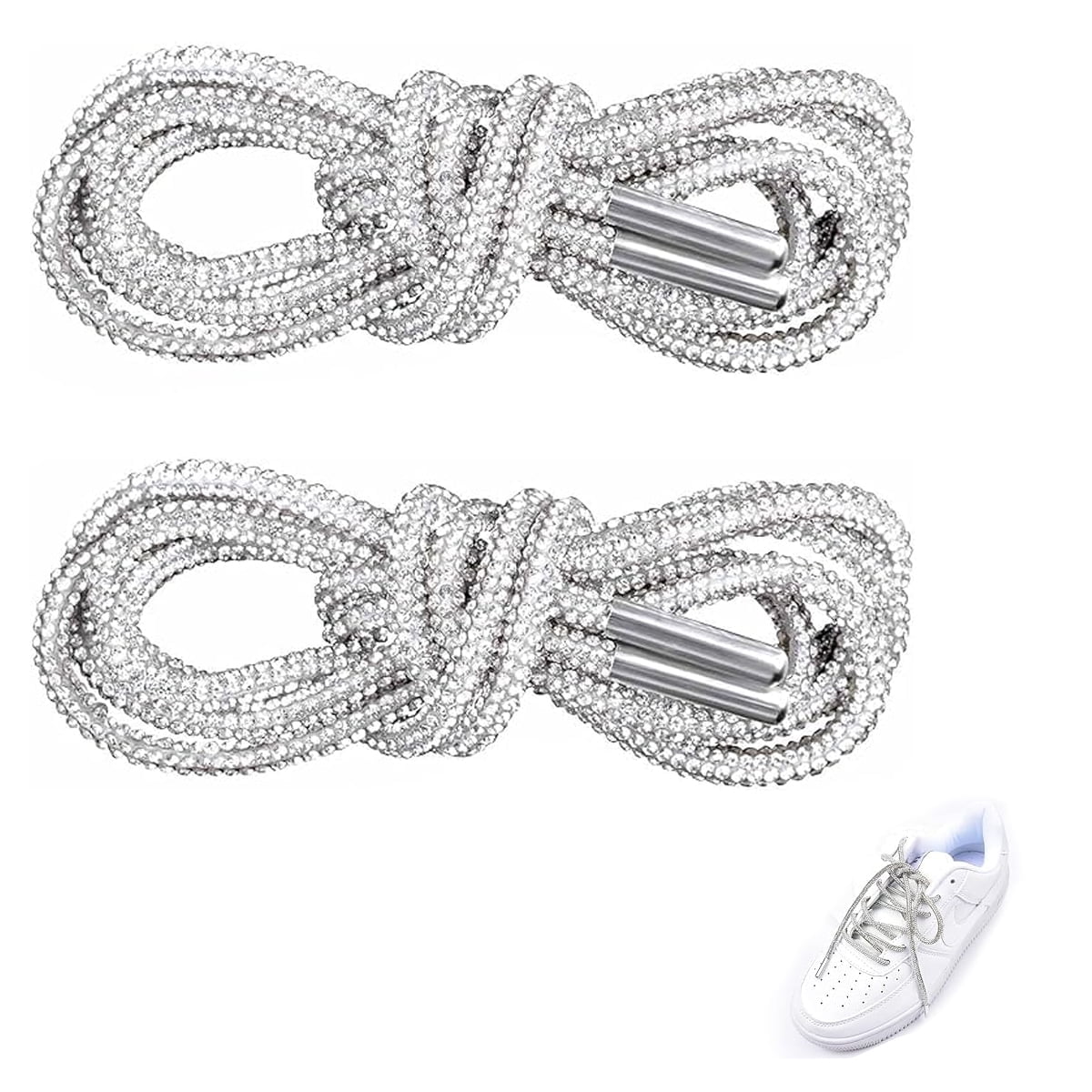 Tutuviw 2Pcs Rhinestone Shoe Laces,Crystal Glitter Rope Metal Head ...