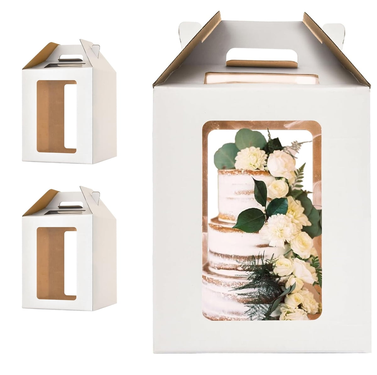 Tutuviw 2Pcs Tall Cake Boxes with Windows,10x10x16in Tall Cake Carrier ...