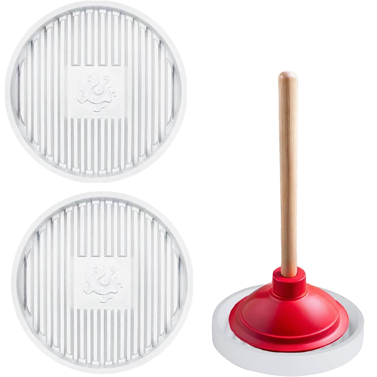 Tutuviw 2Pcs Toilet Plunger Drip Tray, Plastic Air Drying Plunger Mat ...