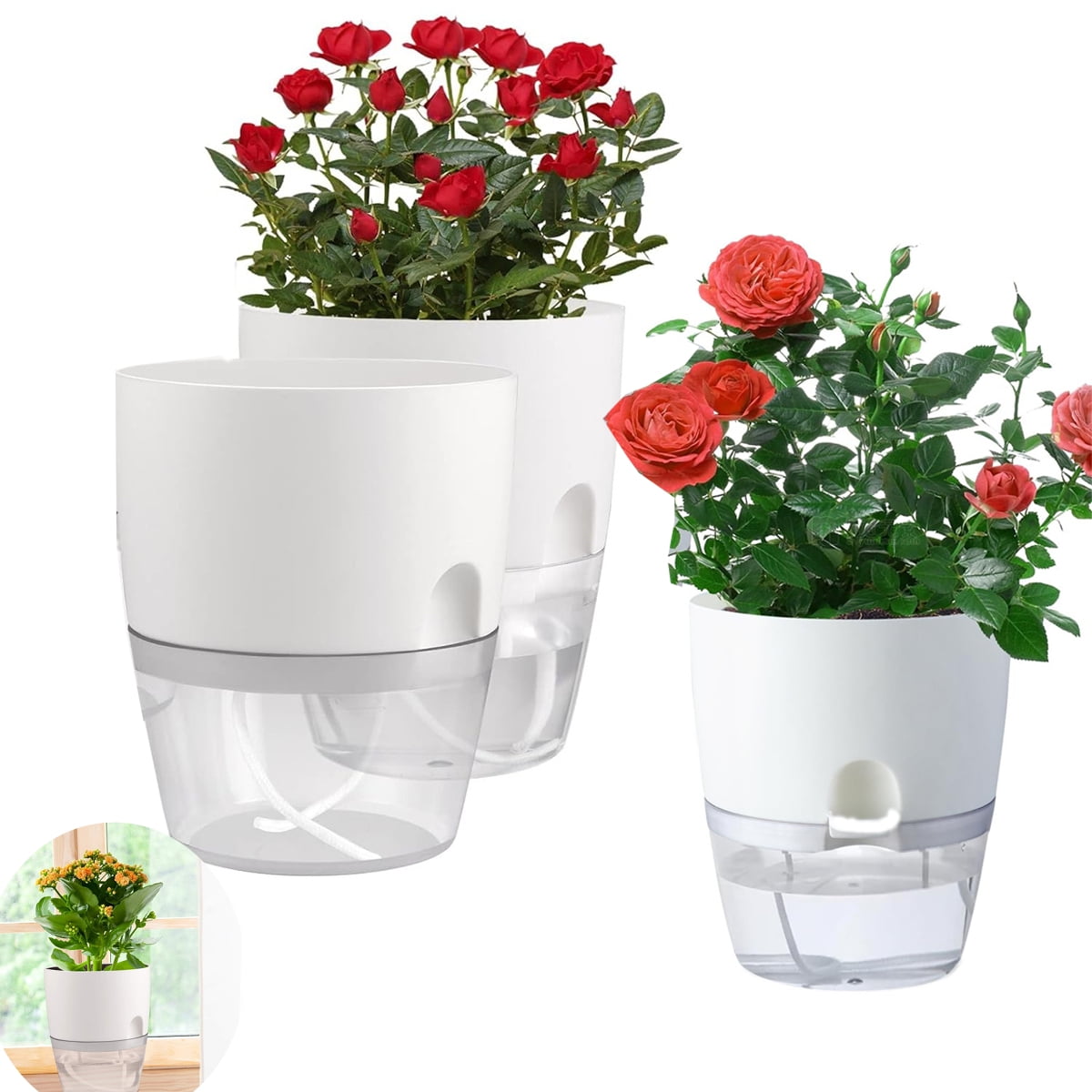 Tutuviw 3 Pcs 6" Clearance Self Watering Planters,Detachable Plastic ...