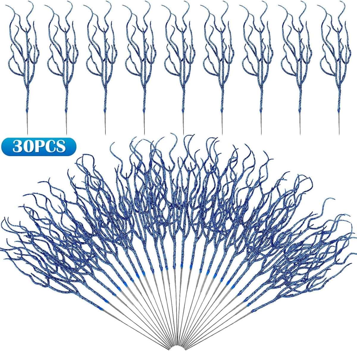 Tutuviw 30 Pcs Glitter Christmas Tree Pick 13 Inch Curly Tall Tree ...