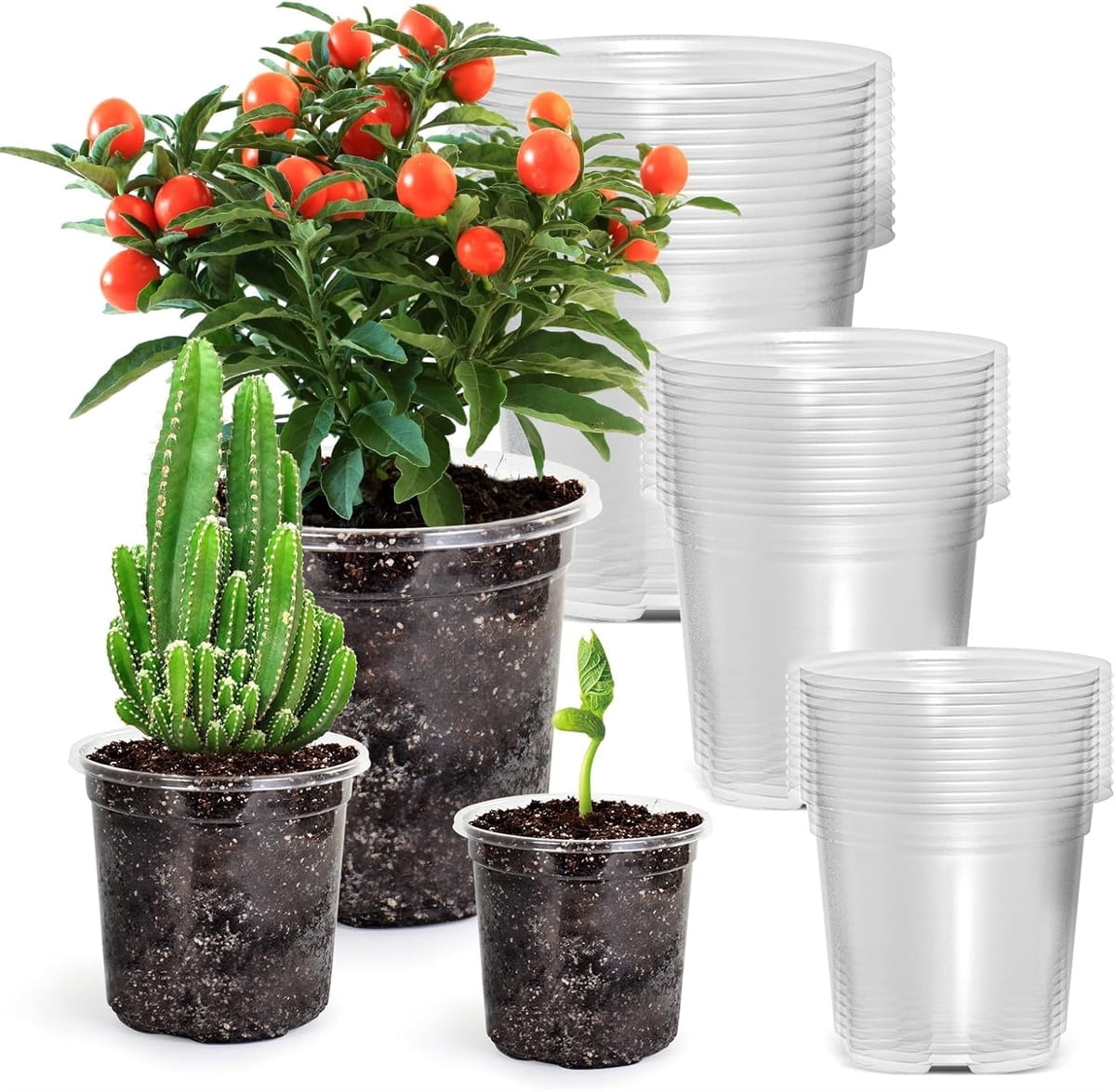 Tutuviw 30Pack Clear Planters for Indoor Plants 4/5/6", Plant Pots with ...