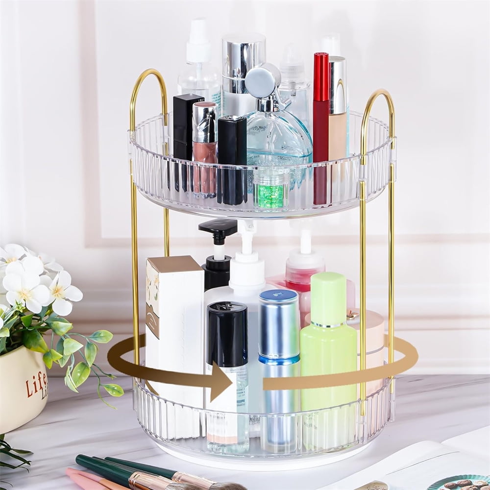 Tutuviw 360 Rotating Makeup Organizer, 2 Tier Perfume Organizer ...