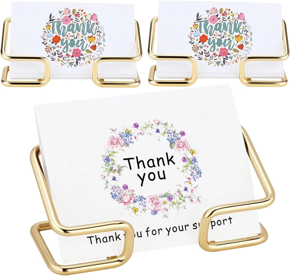 Tutuviw 3Pcs Desktop Business Card Holder Gold Card Display Stand Card ...