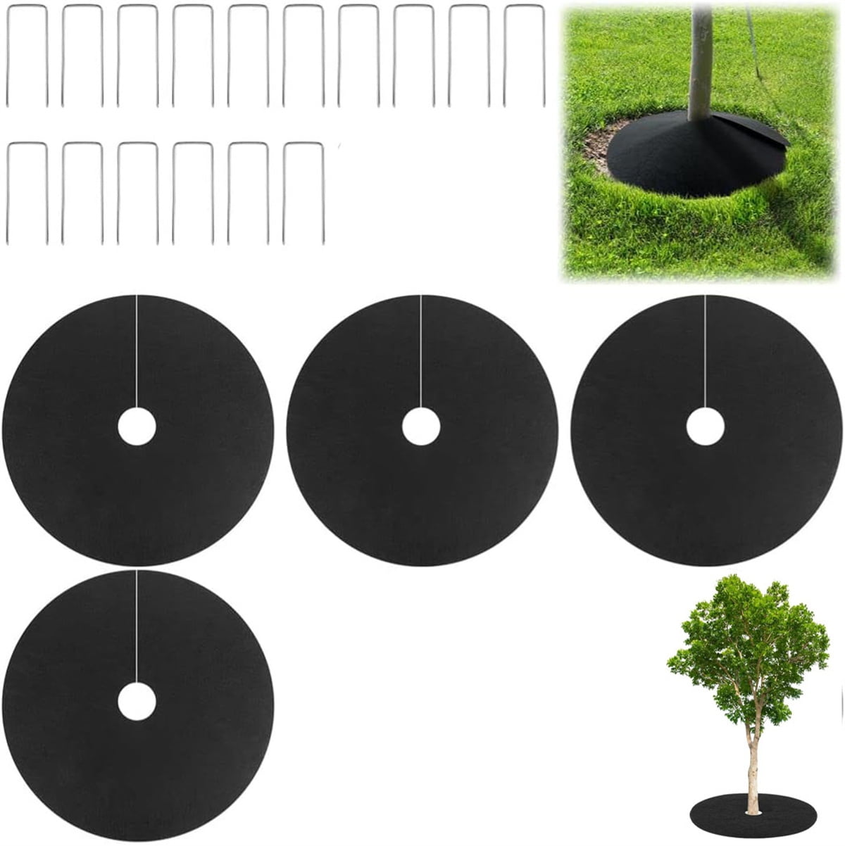 Tutuviw 4 Pack Non-Woven Tree Mulch Ring, Round Mulch Ring Tree ...