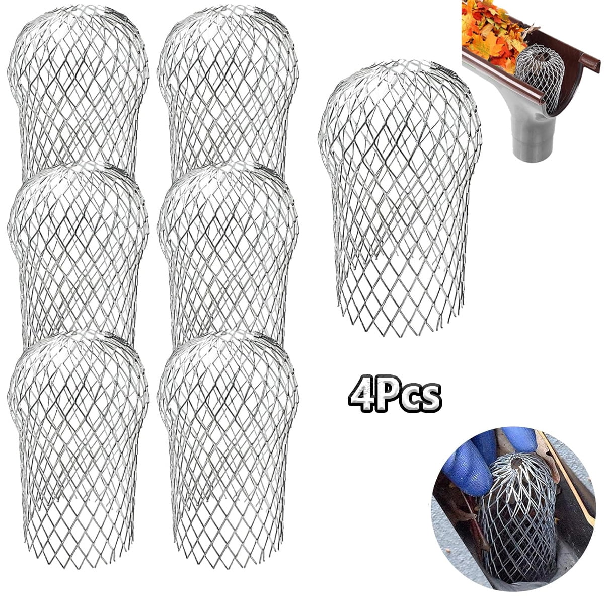 Tutuviw 4 Pcs 3.5" Gutter Downspout Guard, Flexible Expandable Aluminum ...