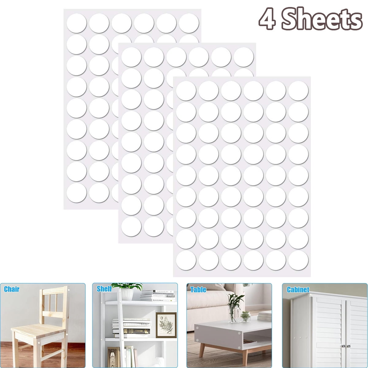 Tutuviw 4 Sheet White Screw Hole Stickers Covers Self Adhesive ...