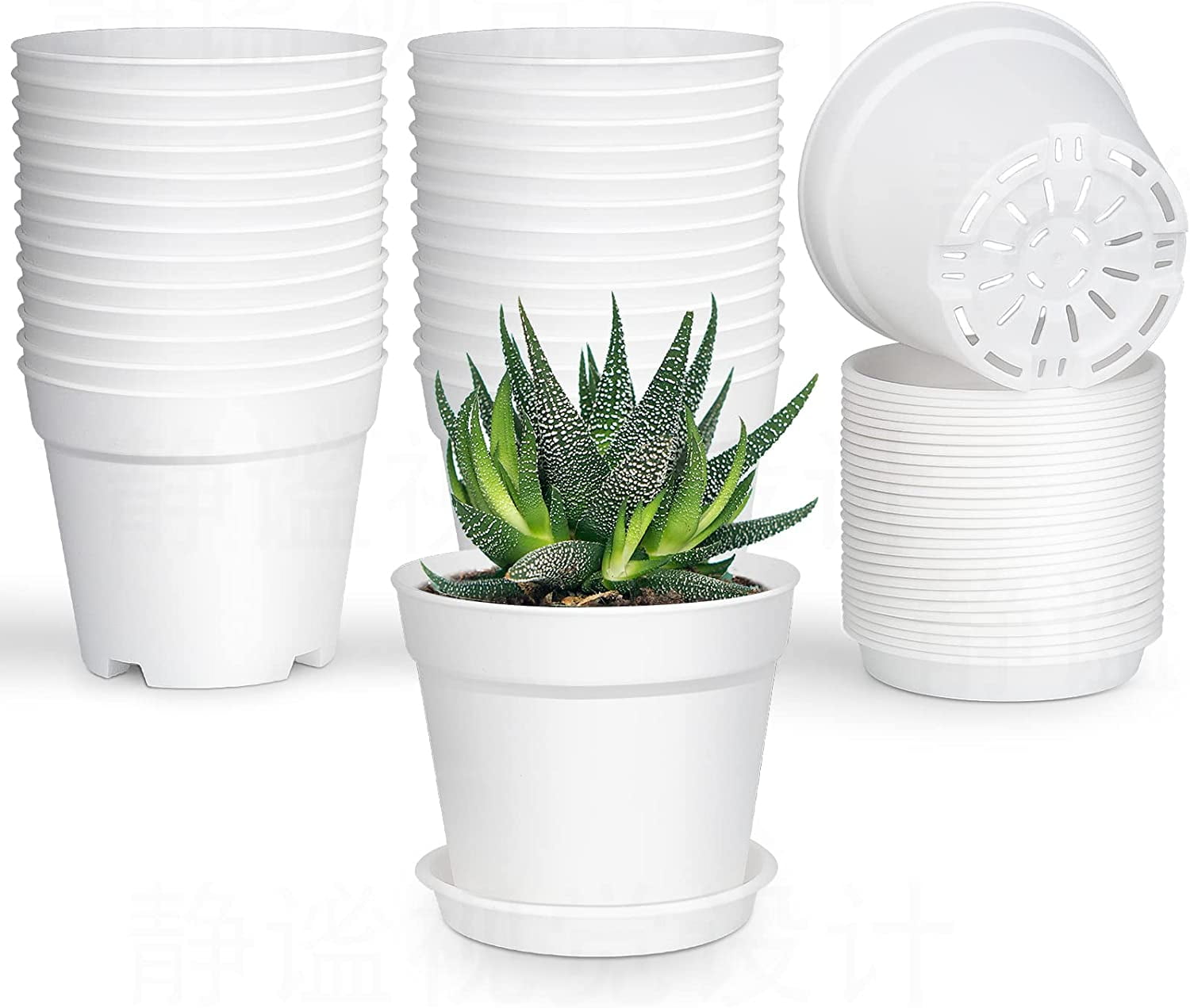Tutuviw 8-Pack 4-Inch Small Indoor Gardening Plastic Plant Pots with ...