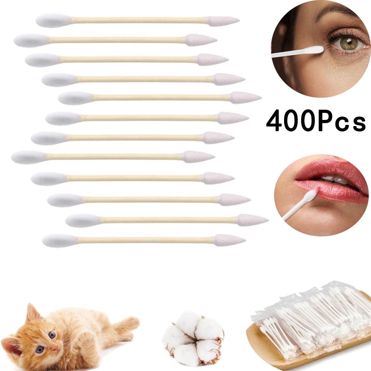 Tutuviw 400 Pcs Individually Wrapped Cotton Swabs,Pointed Tip Cotton ...