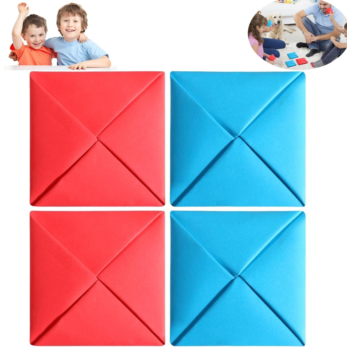 Tutuviw 4Pcs Ddakji Korean Game,Paper Flick Toy,Blue Red Hard Cardboard ...
