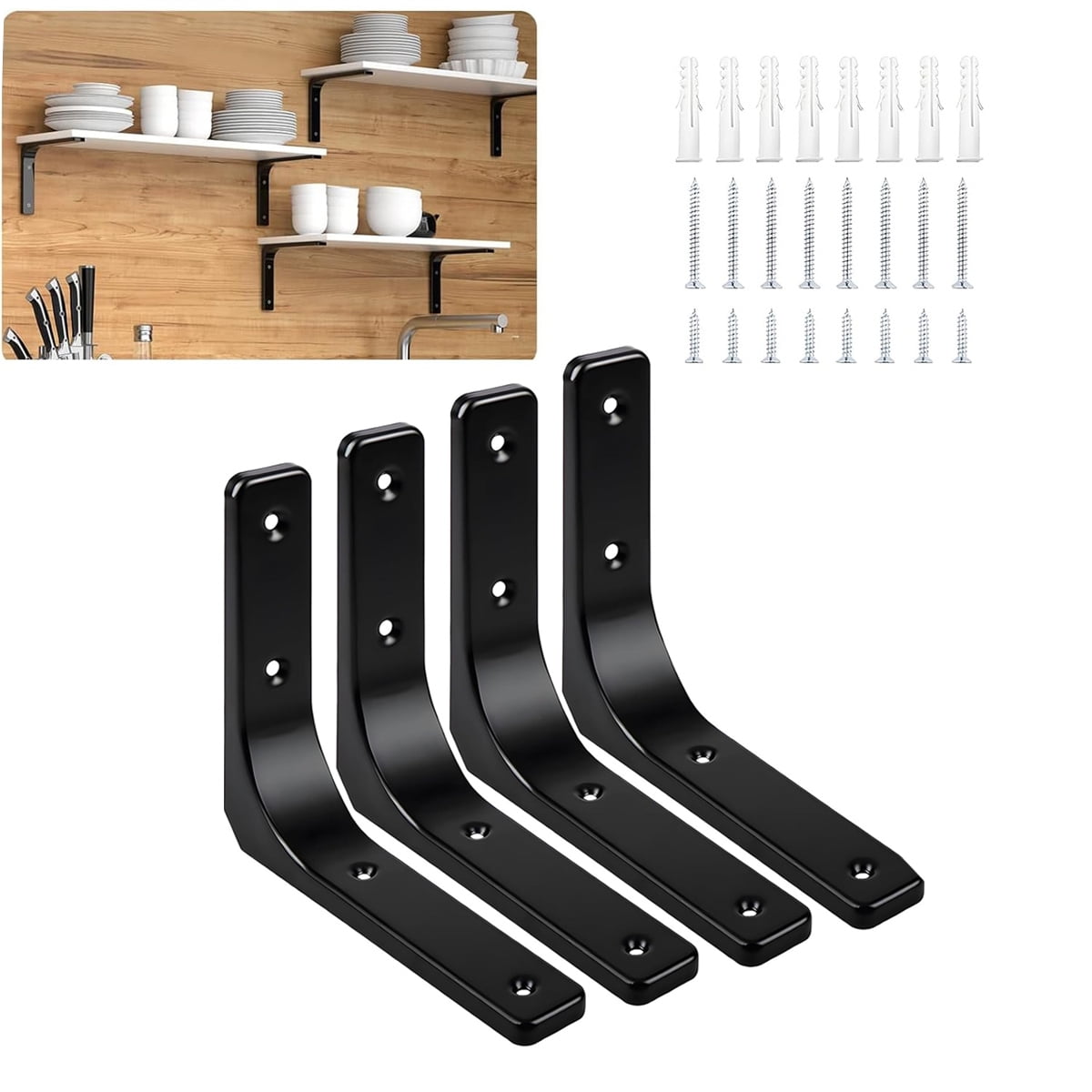 Tutuviw 4Pcs Heavy Duty L Brackets for Shelves,Wall Shelf Bracket,Iron ...