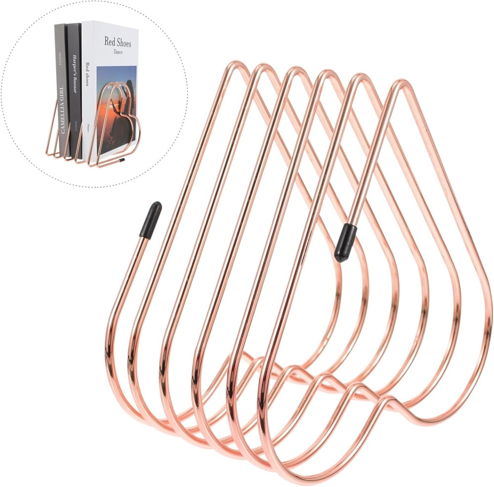 Tutuviw 5 Slot Heart Shaped Rose Gold Files Folder Stand, Desk Book ...