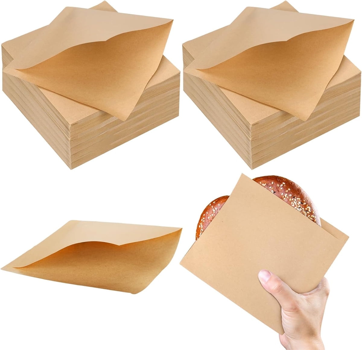 Tutuviw 5"x 5"Double Open Snack Bag,100 Pcs Paper Sandwich Wrappers ...