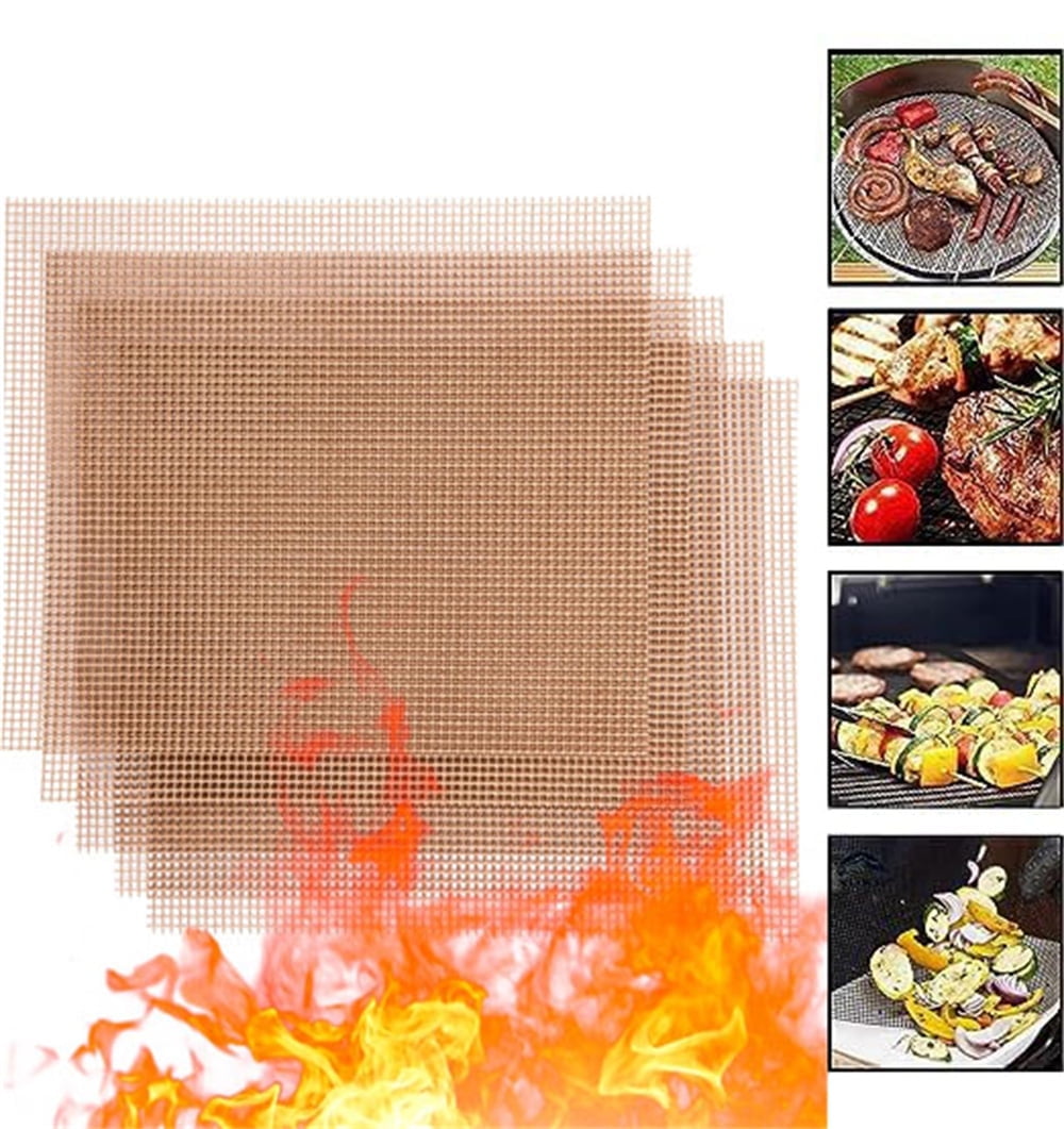 Tutuviw 5Pcs Brown Grill Mesh Mat- Non-Stick Cooking Mats High ...