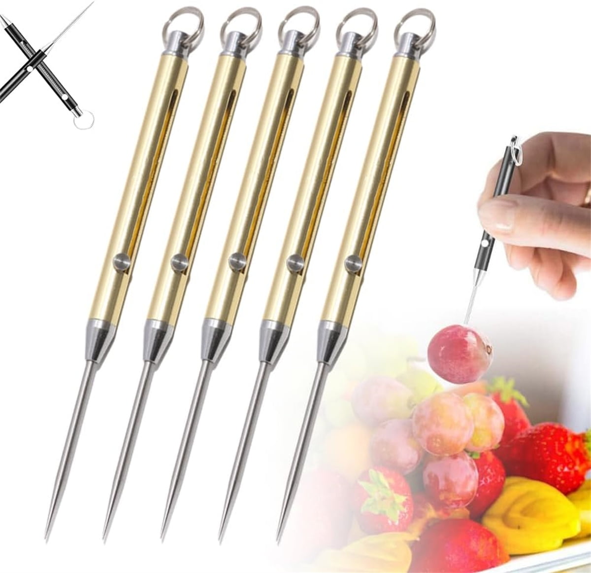 Tutuviw 5Pcs Portable Titanium Spring Toothpicks,Stainless Steel Pocket ...