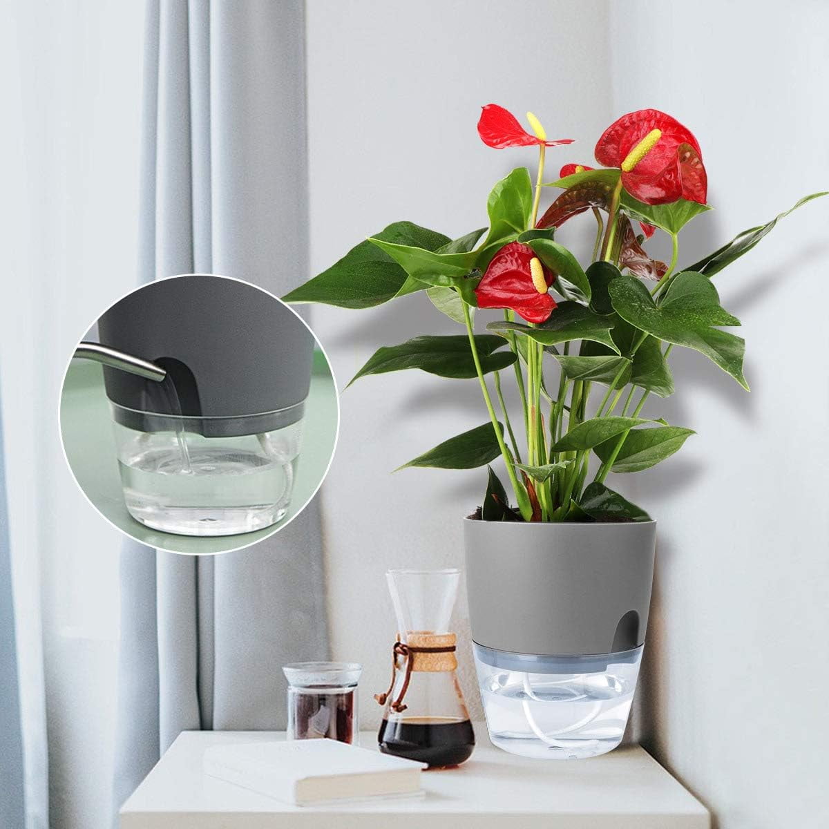 Tutuviw 6 Inch Self Watering Planter Pots for Indoor Plants, African ...