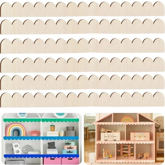 12Pack Decorative Wood Trim, Unfinished Scalloped Wooden Molding Trim ...