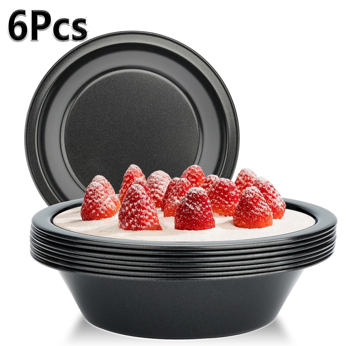 Tutuviw 6 Pcs 5" Mini Pie Pan, Nonstick Small Round Cake Bread and Meat ...