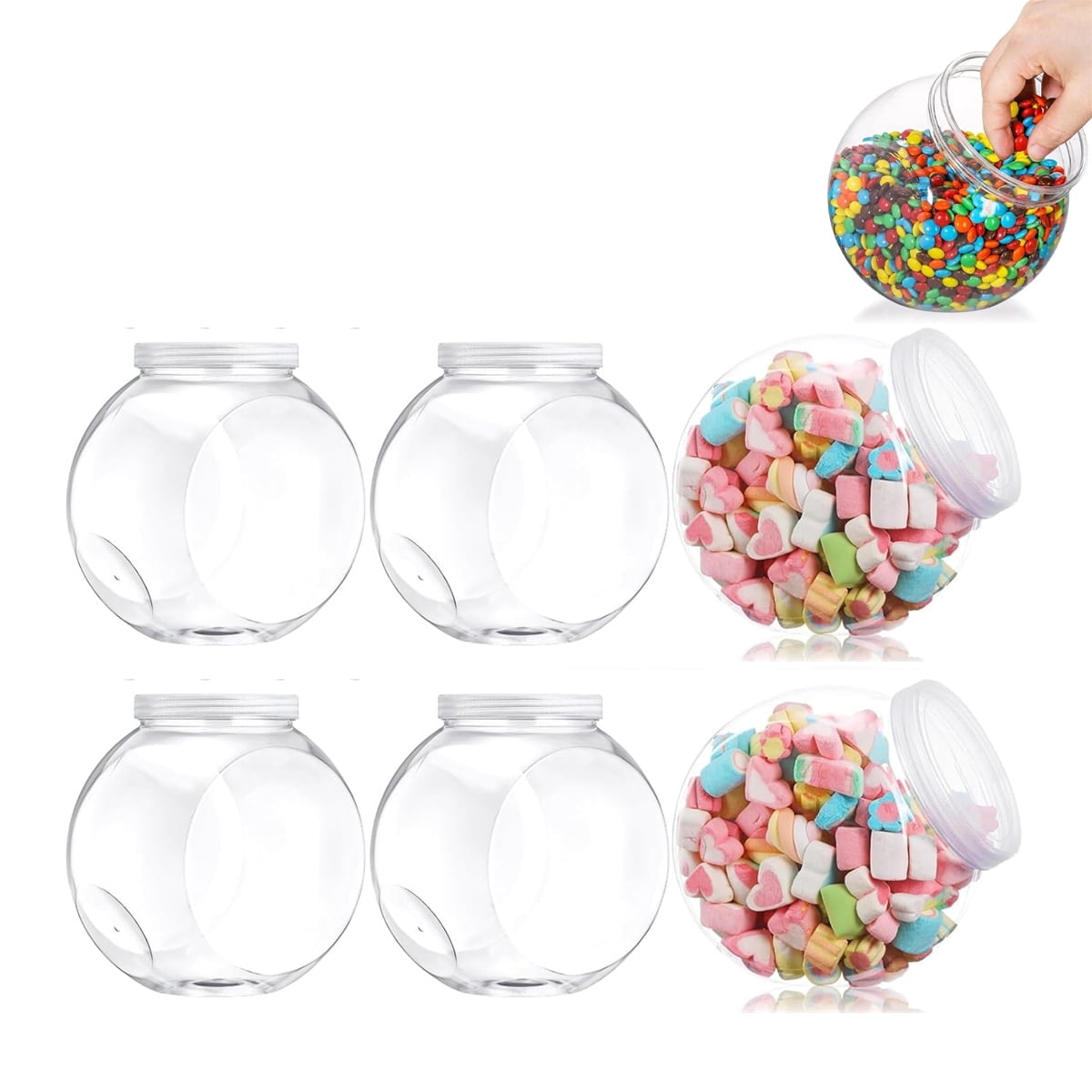 Tutuviw 6 Pcs Clear Candy Jars with Lids,Food Grade Shatter-Proof ...