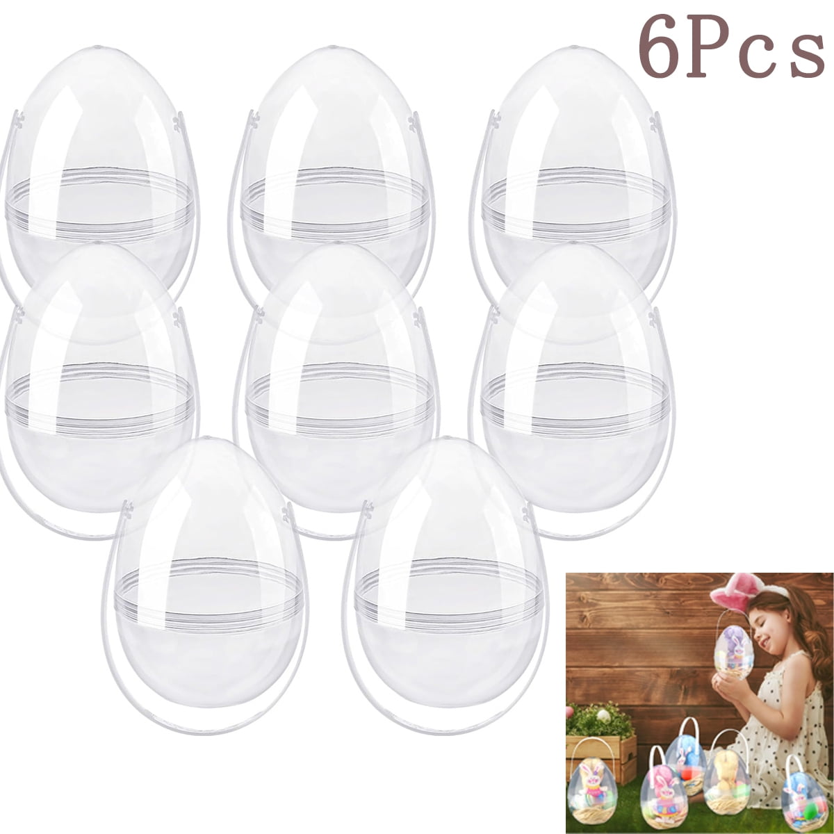 Tutuviw 6 Pcs Giant Clear Easter Egg with Handles, 8 in Large Easter ...