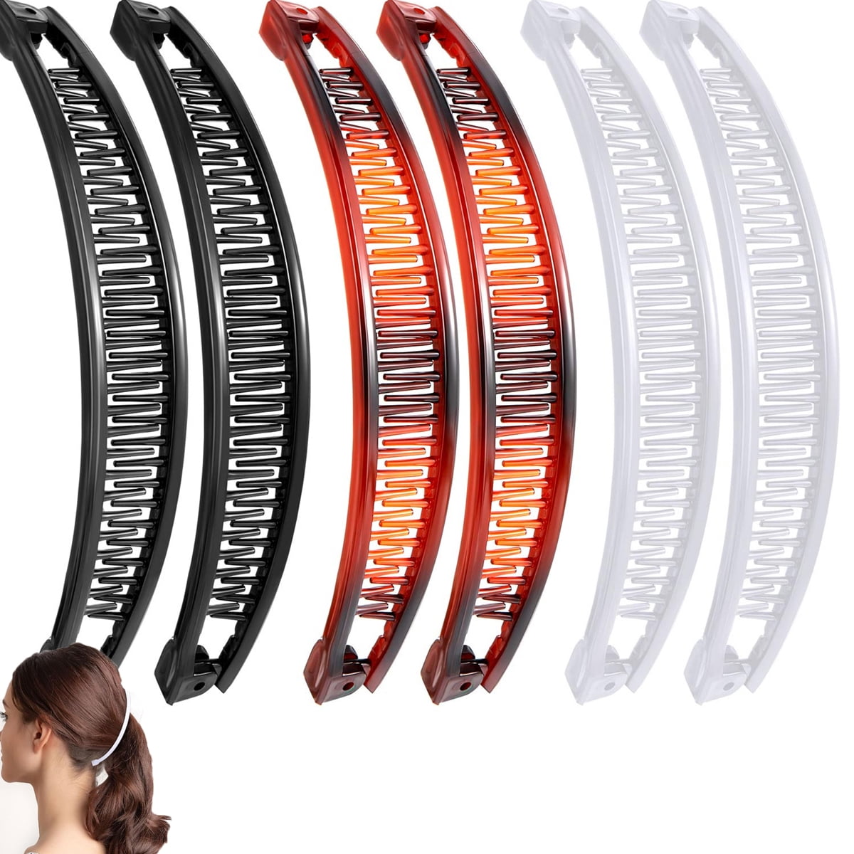 Tutuviw 6 Pcs Large Banana Hair Clips Classic Clincher Combs for Girls ...
