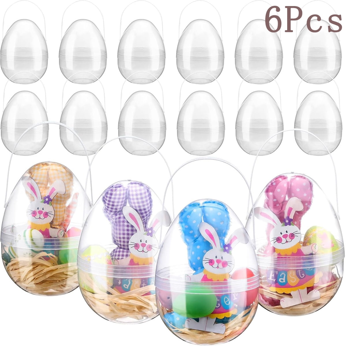 Tutuviw 6 Pcs Transparent Jumbo Plastic Easter Eggs,8 in Jumbo Fillable ...