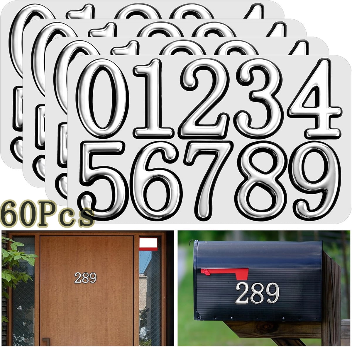 Tutuviw 60 Pcs 0-9 Mailbox Numbers Stickers 2 Inch House Numbers for ...