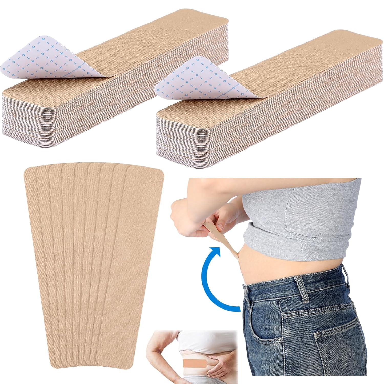 Tutuviw 60 Pcs Abdominal Tapes Invisible Tape for Thigh Legs Pre-Cut 2 ...
